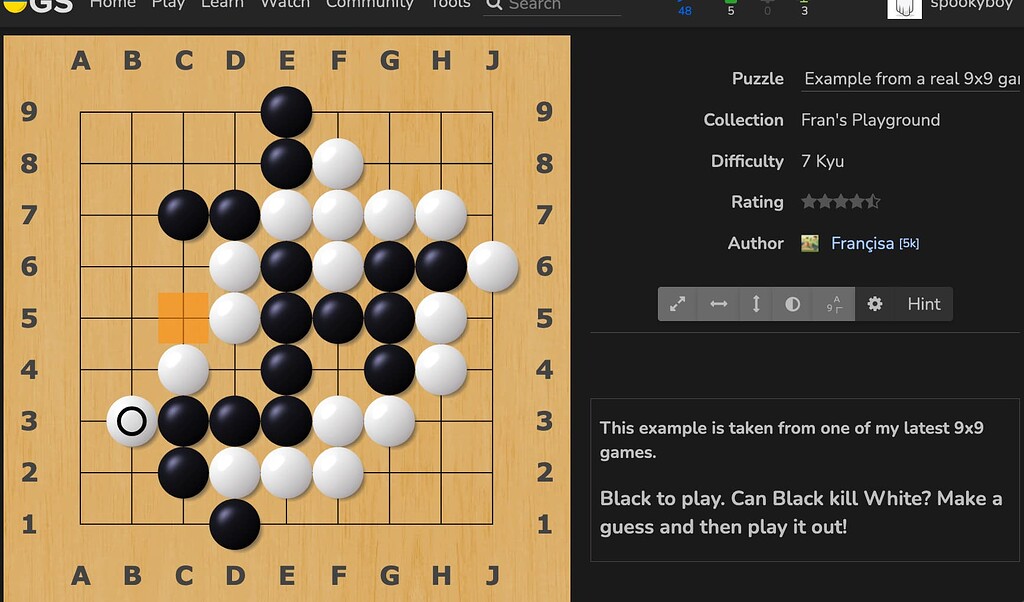 How to hide the orange hint box in puzzles - Support - Online Go Forum