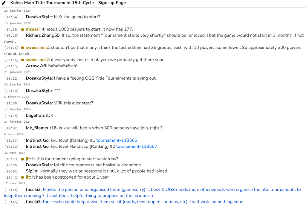Suggestion/Request : Revive the OGS Title Tournaments? - Tournaments ...