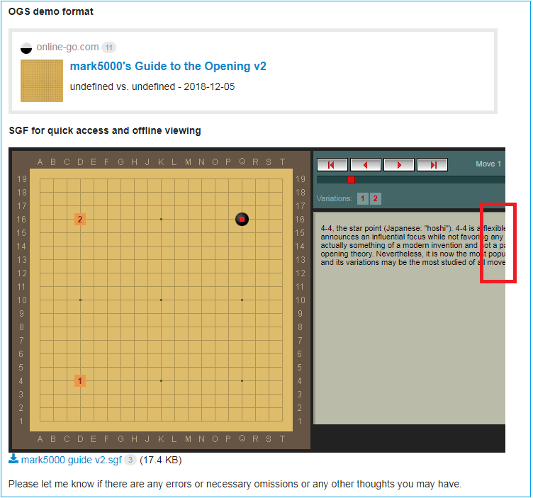 SGF viewer inside forum doesn't fit - Bug report - Online Go Forum